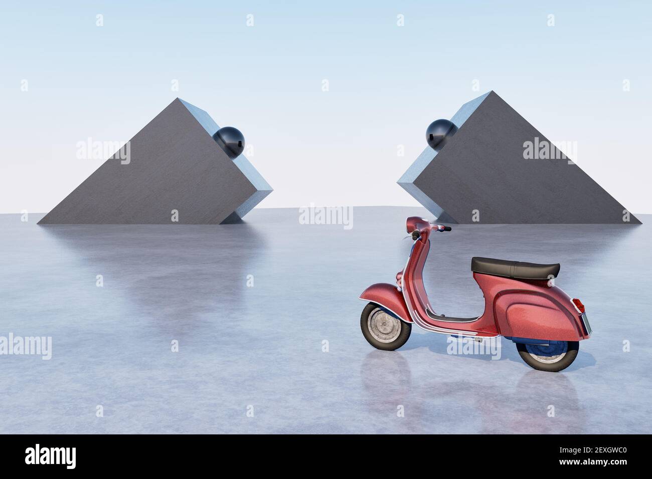 A rendered image of a motorcycle in a surrealistic and futuristic ...