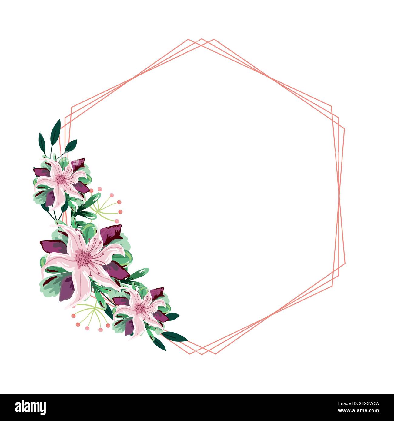 flowers watercolor frame geometric shape Stock Vector Image & Art - Alamy