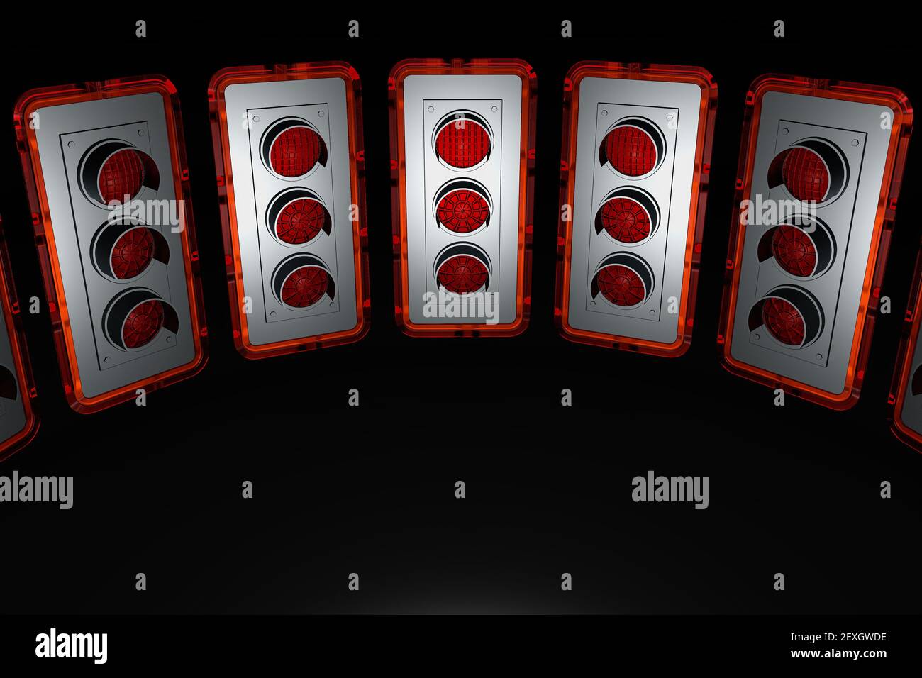 Many traffic lights with only red-colored lights Stock Photo - Alamy