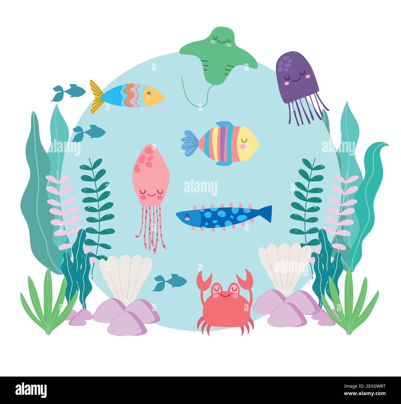 underwater fish marine life cartoon Stock Vector Image & Art - Alamy