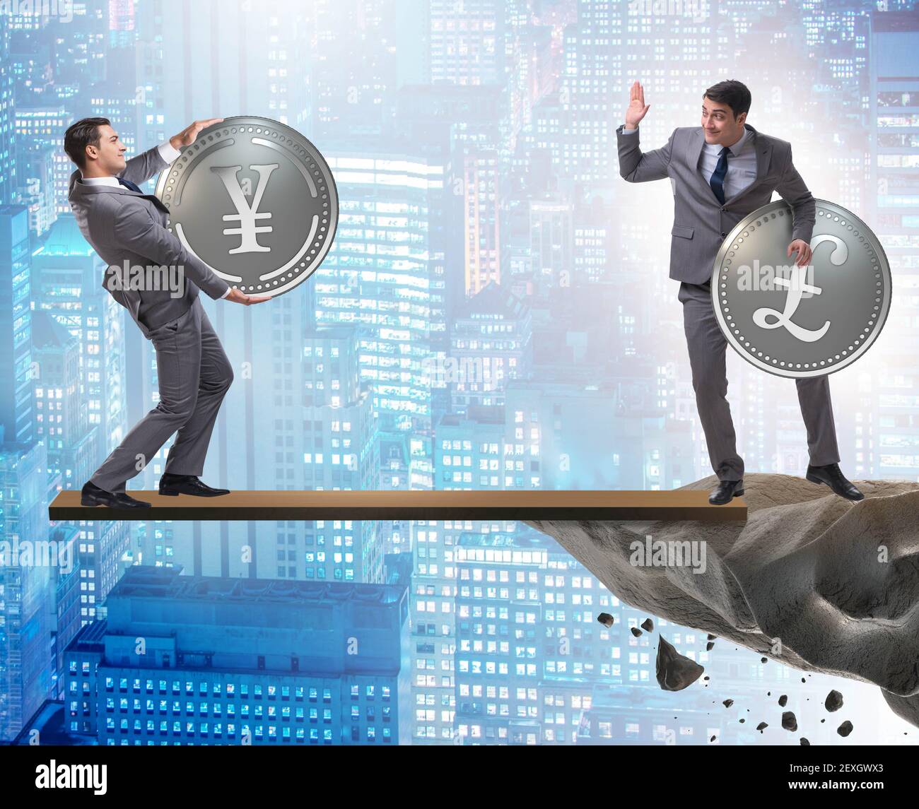 The interdependency concept with two currencies Stock Photo - Alamy