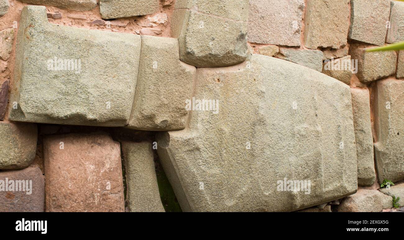 Megalithic stone walls in shape of an animal in ancient city of cusco ...