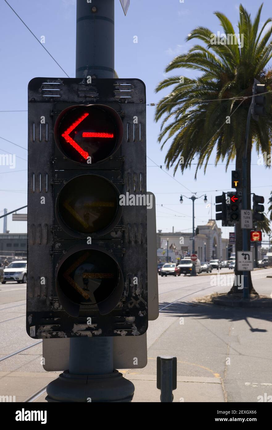 Left Turn Street Signal Traffic Controller Device Downtown City Corner ...
