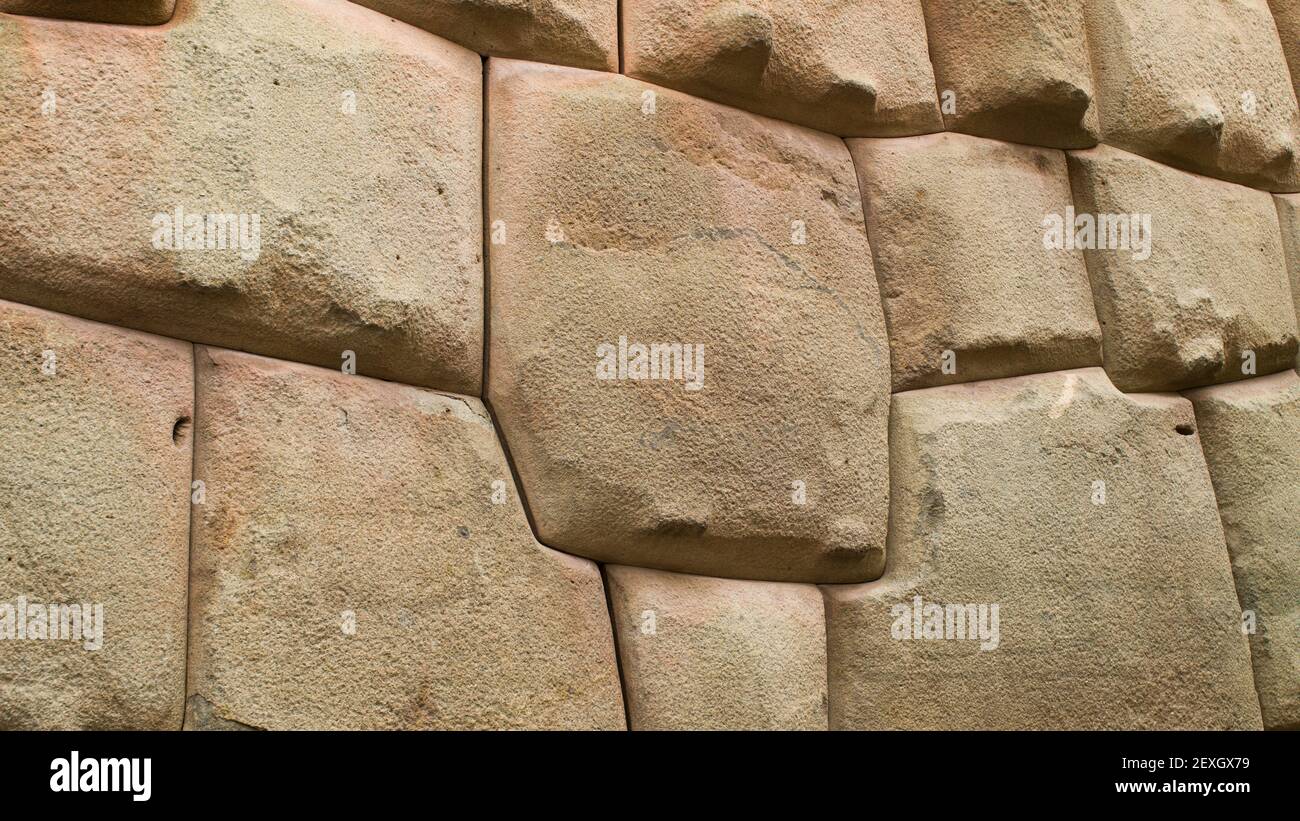 Megalithic stone works in walls in ancient city of cusco Stock Photo ...