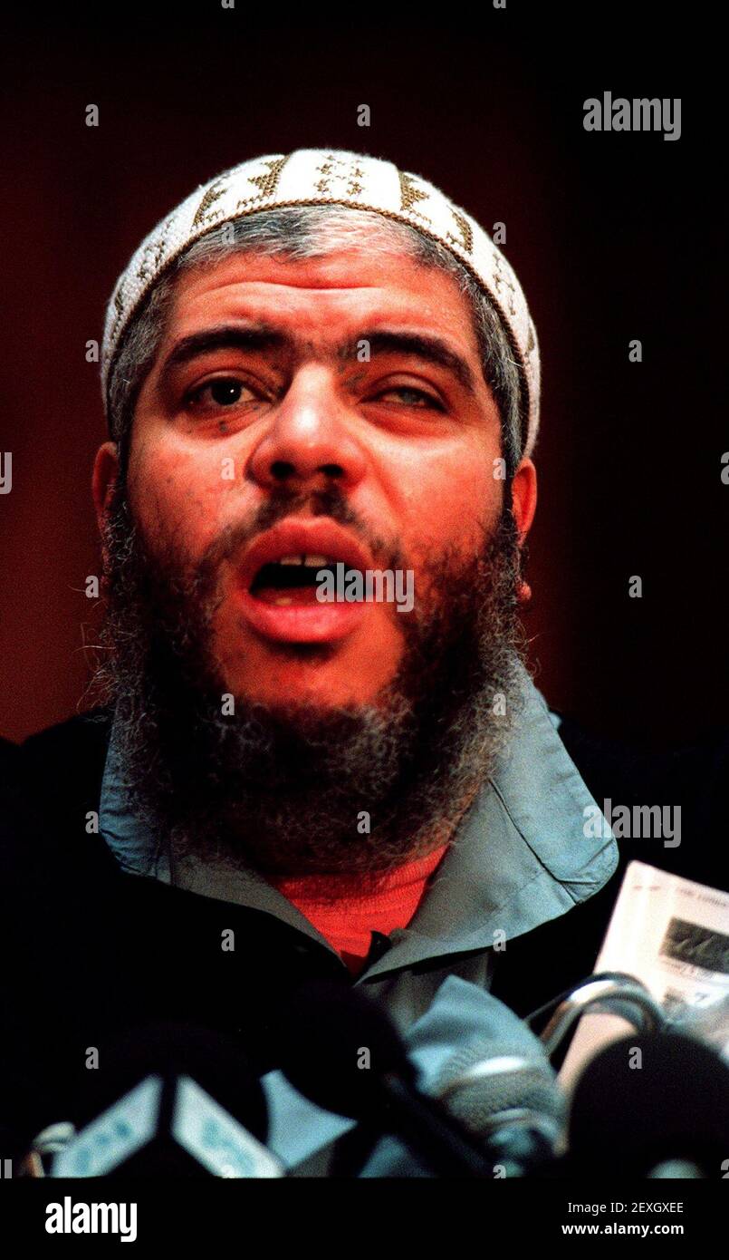 Sheikh Abu Hamza al Masri January 1999at his press conference at the ...