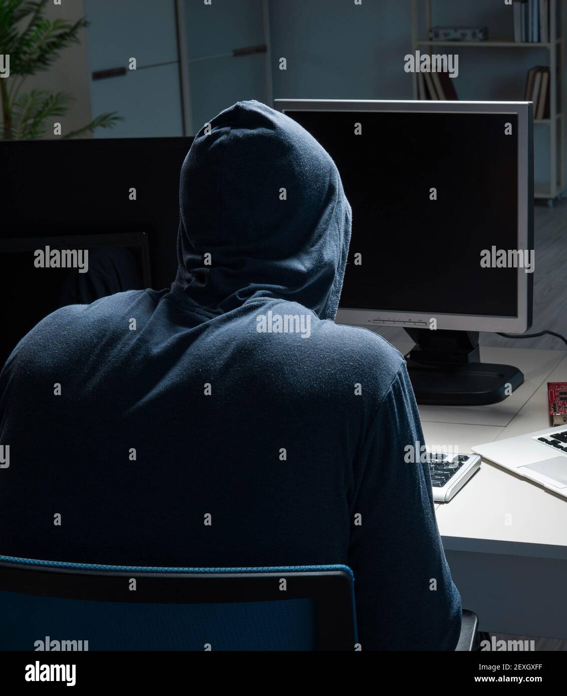 The hacker hacking computer at night Stock Photo - Alamy