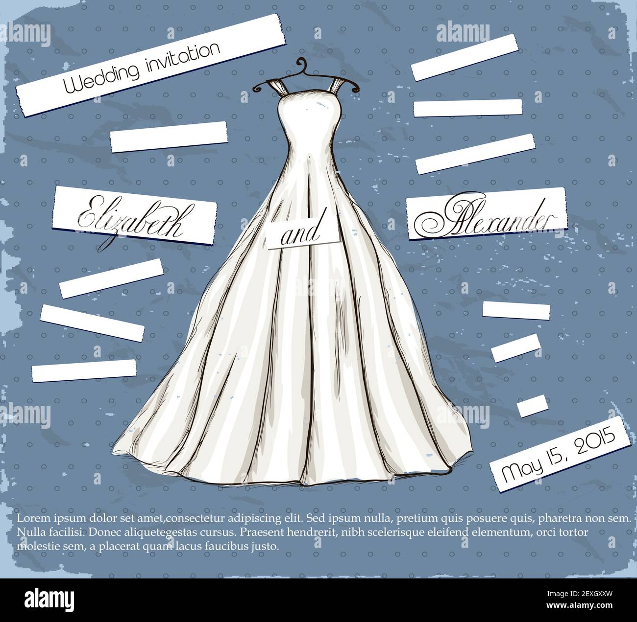 Vintage poster with beautiful wedding dress Stock Photo - Alamy