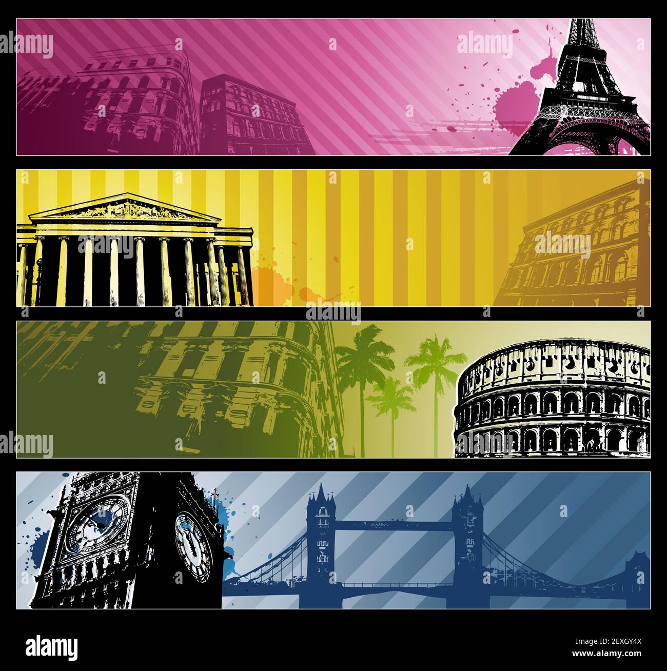 Europe cities Horizontal travel banners Stock Photo - Alamy