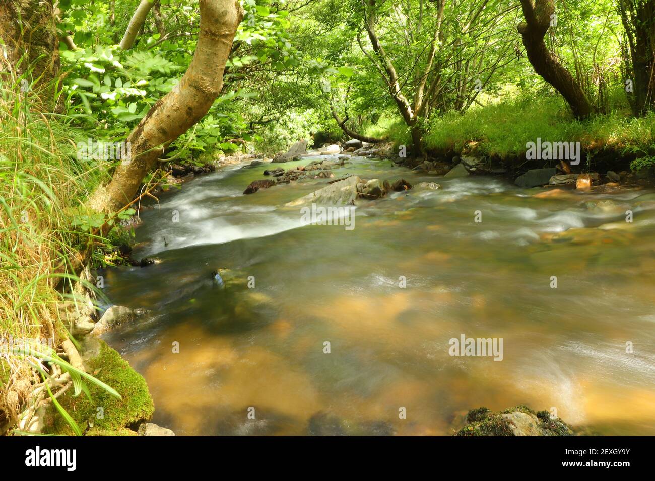 Heddon river flowing through the valley and over rocky ground Stock ...