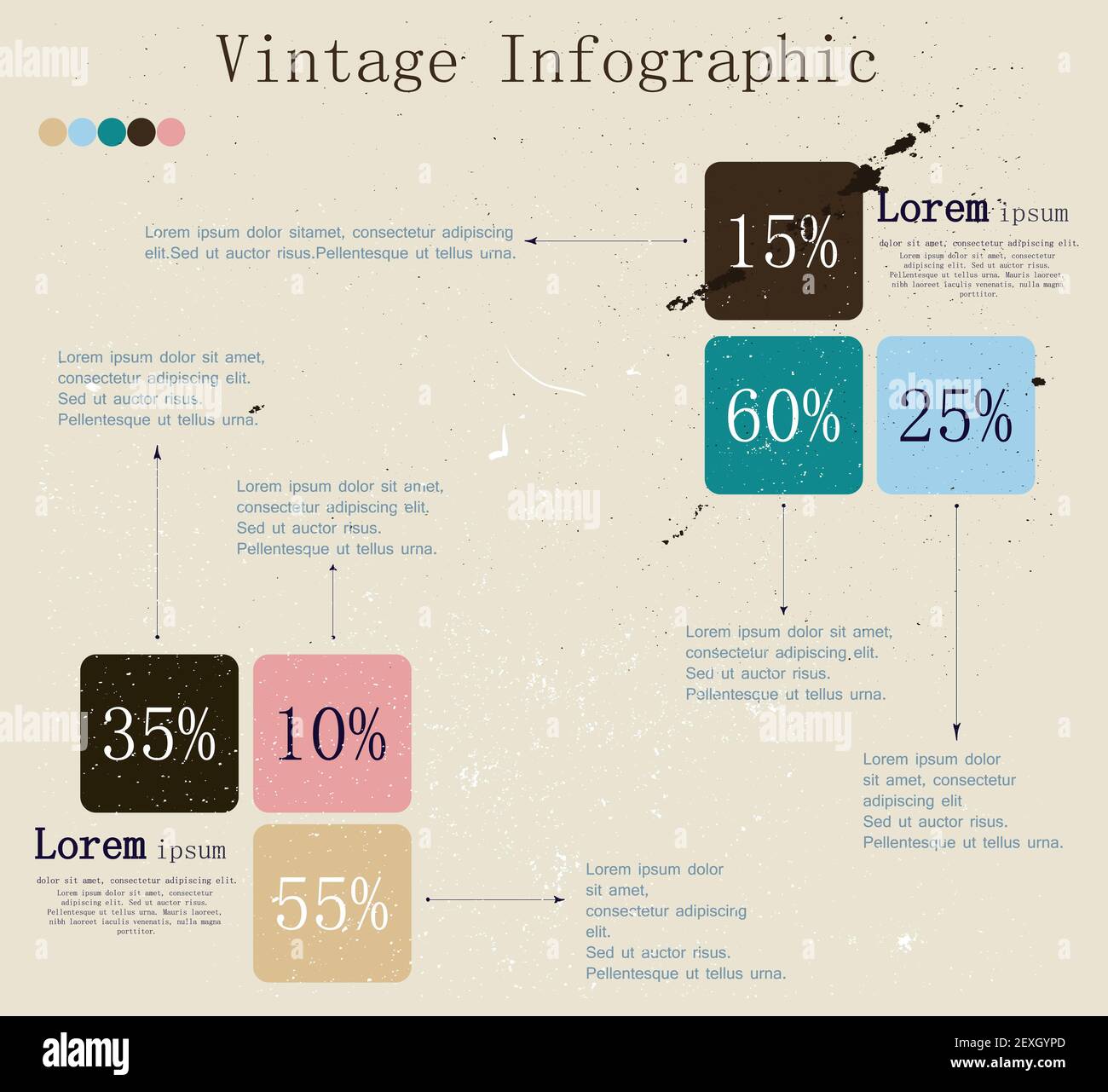 Retro infographic with ink arrows Stock Photo - Alamy