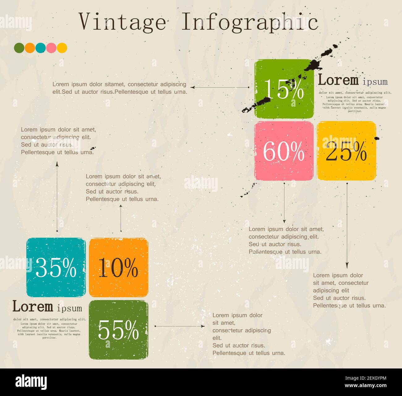 Retro infographic with ink arrows Stock Photo - Alamy