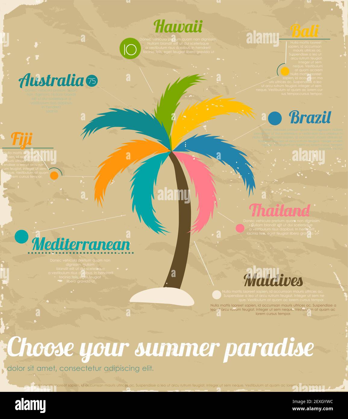 Vintage sea vacation poster Stock Photo - Alamy