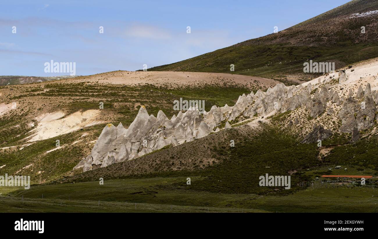 All Cone geological formation in Pampas Galeras in andes mountain range ...