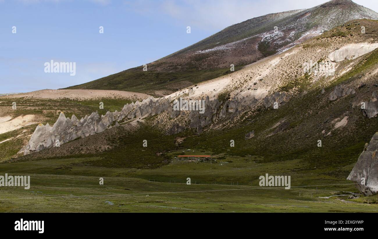 All Cone geological formation in Pampas Galeras in andes mountain range ...
