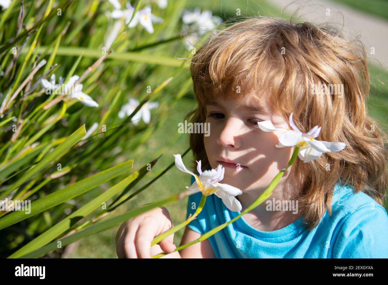 Boy excited flower hi-res stock photography and images - Alamy