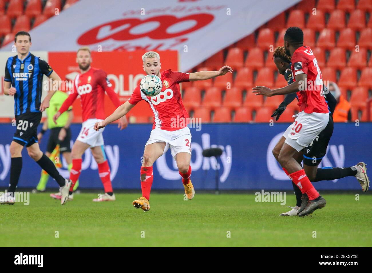 LIEGE, BELGIUM - MARCH 4: Nicolas Raskin of Standard de Liege during ...
