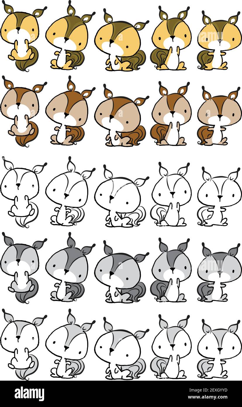 vector cartoon Squirrel set background Stock Vector Image & Art - Alamy