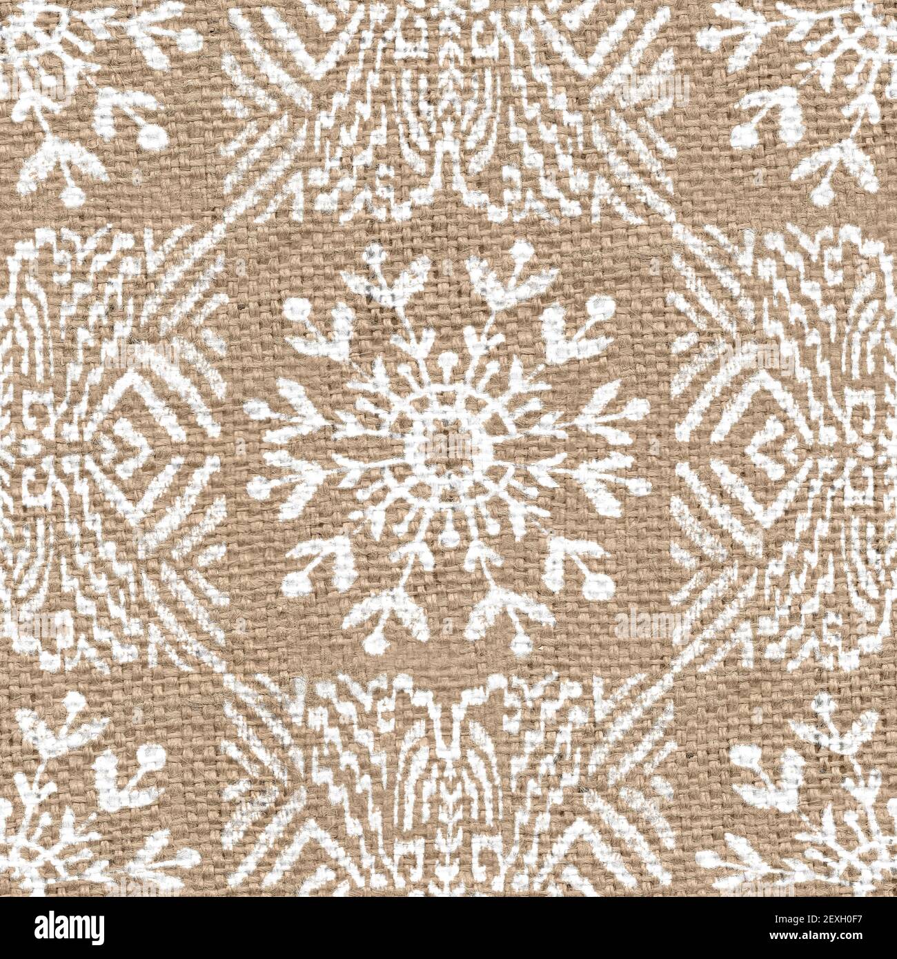 Seamless burlap with white paint pattern overlay Stock Photo - Alamy