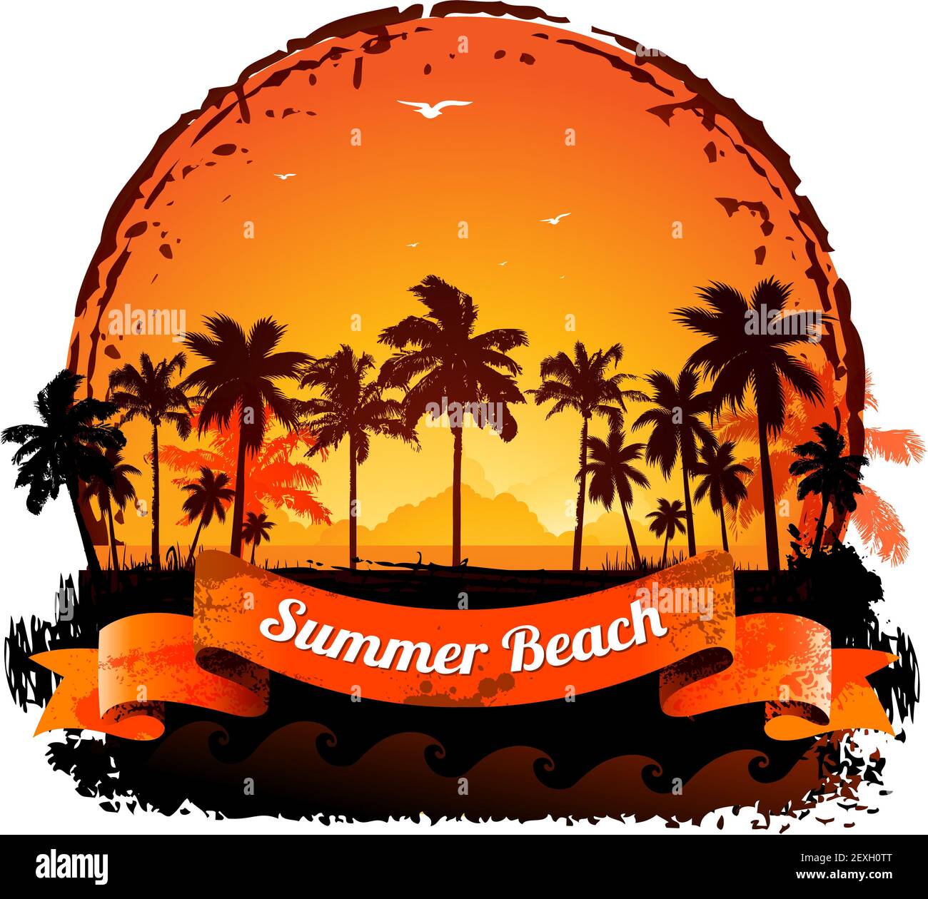 Summer holidays tropical sunset background Stock Photo - Alamy