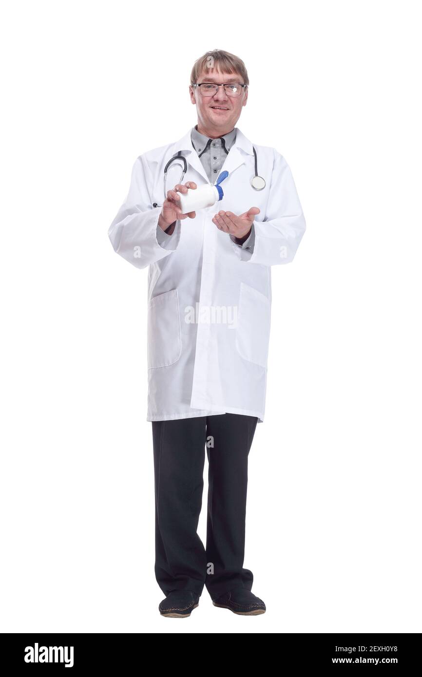 doctor expert using hand antiseptic. isolated on a white background ...