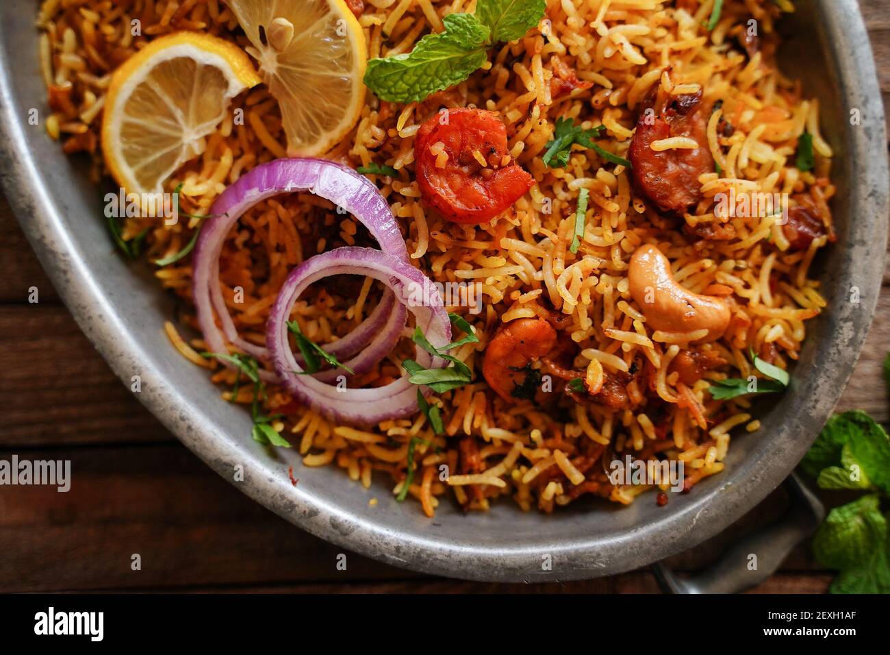 Homemade Prawn Shrimp biryani served with Yogurt Raita and beet pickle ...