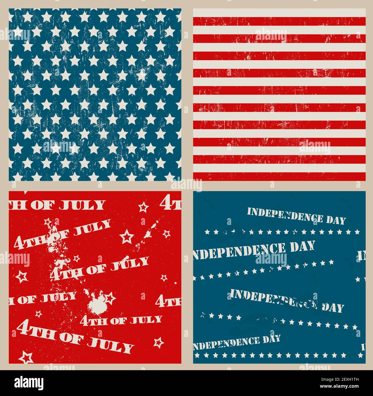 Set of seamless textures with USA Independence Day Stock Photo - Alamy
