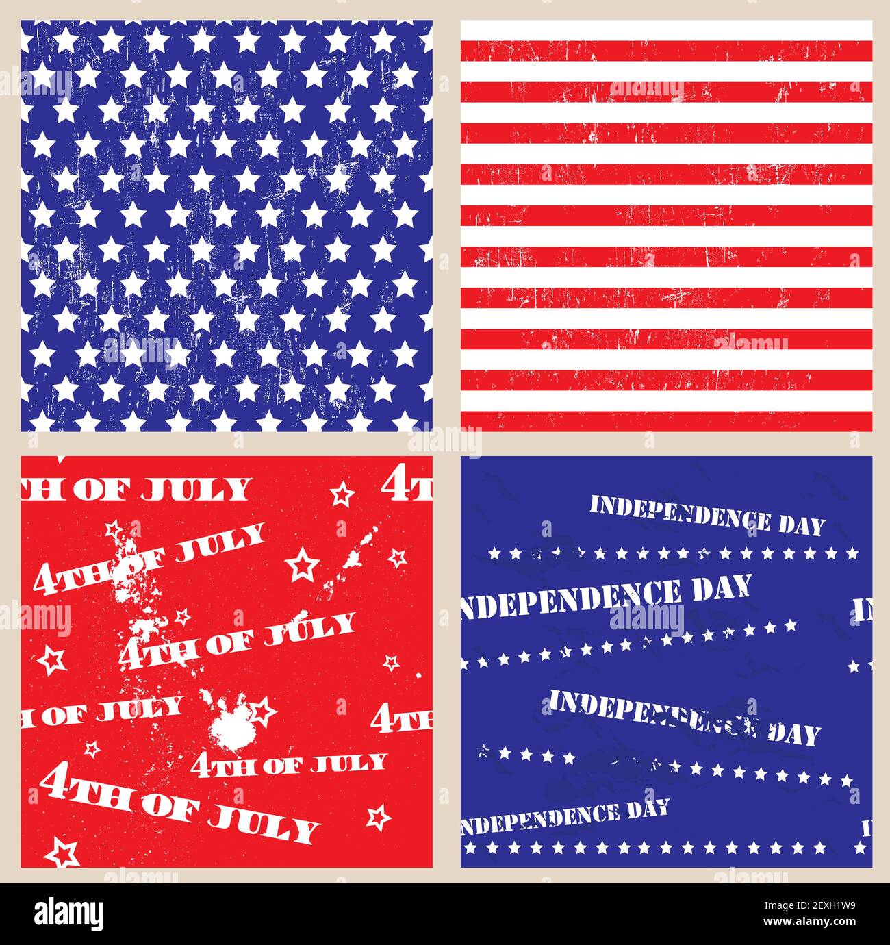 Set of seamless textures with USA Independence Day Stock Photo - Alamy