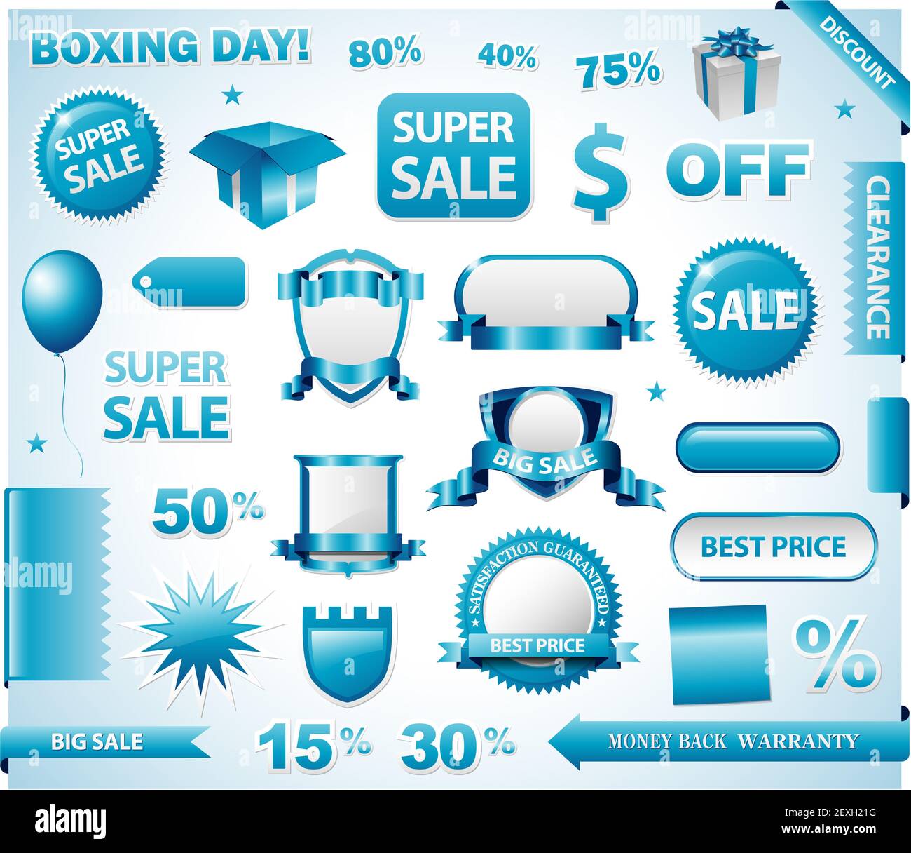 Blue price tags set Stock Photo - Alamy