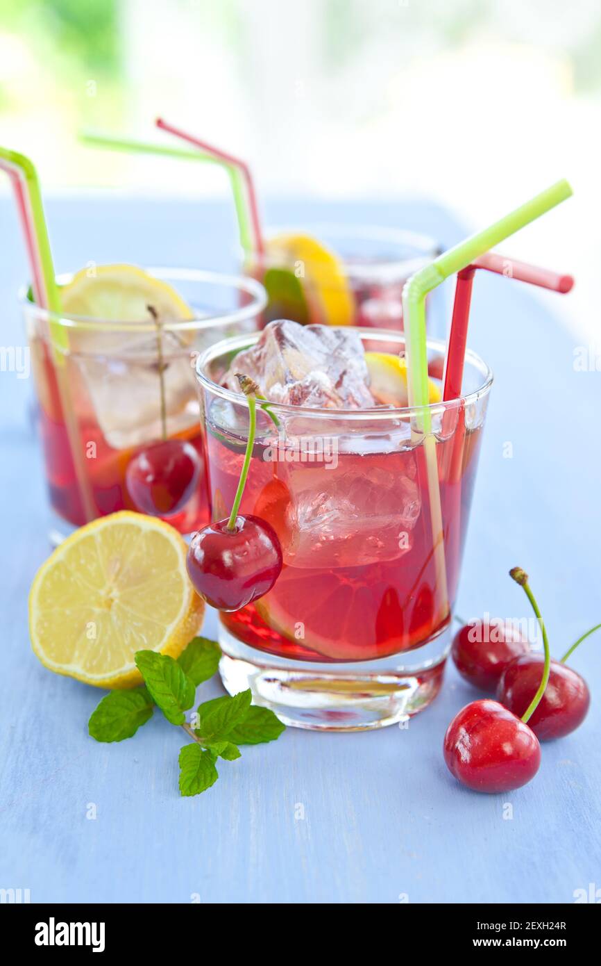 Homemade lemonade with fresh fruit Stock Photo - Alamy