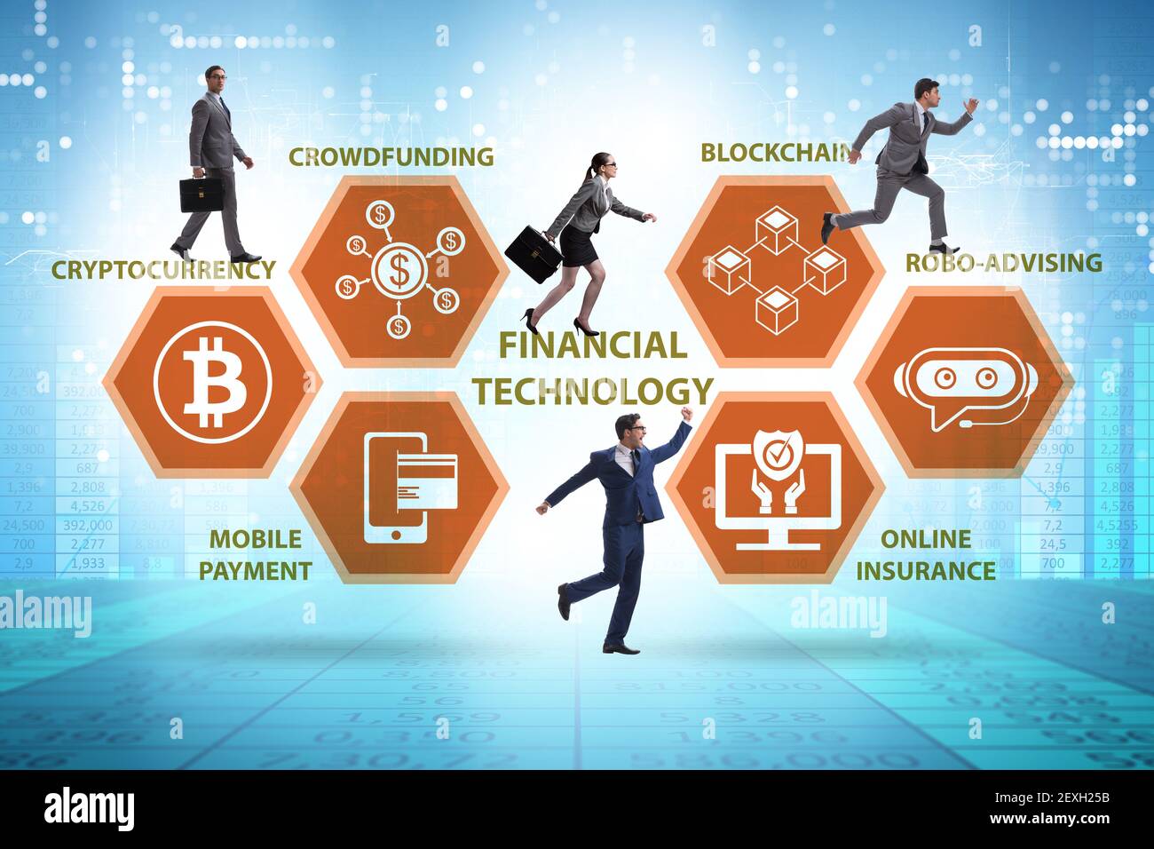 Financial technology concept with the business people Stock Photo - Alamy