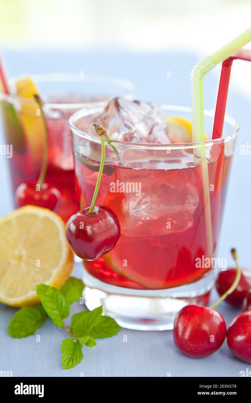 Homemade lemonade with fresh fruit Stock Photo - Alamy