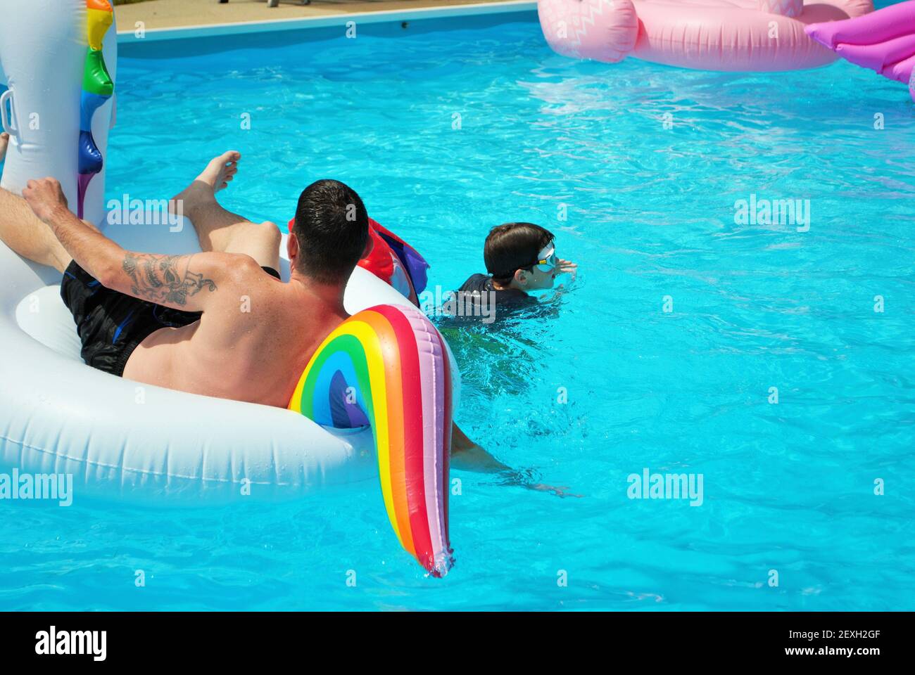 Father Son On Water Slide High Resolution Stock Photography and Images ...