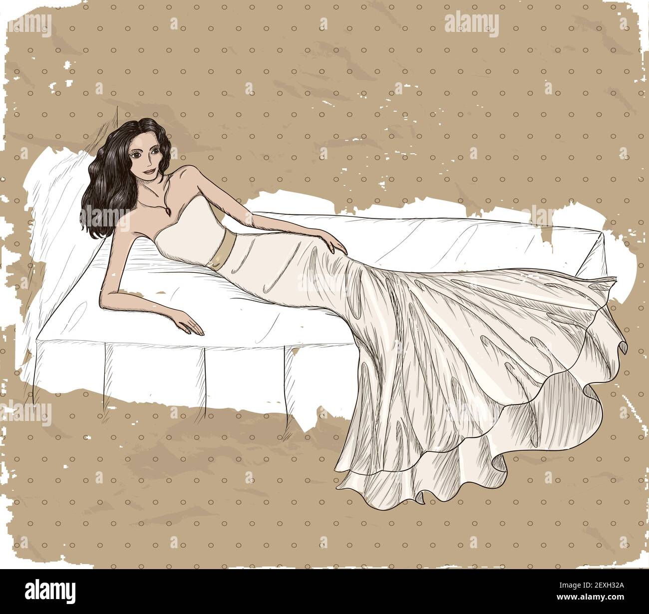 Vintage poster with beautiful wedding dress Stock Photo - Alamy