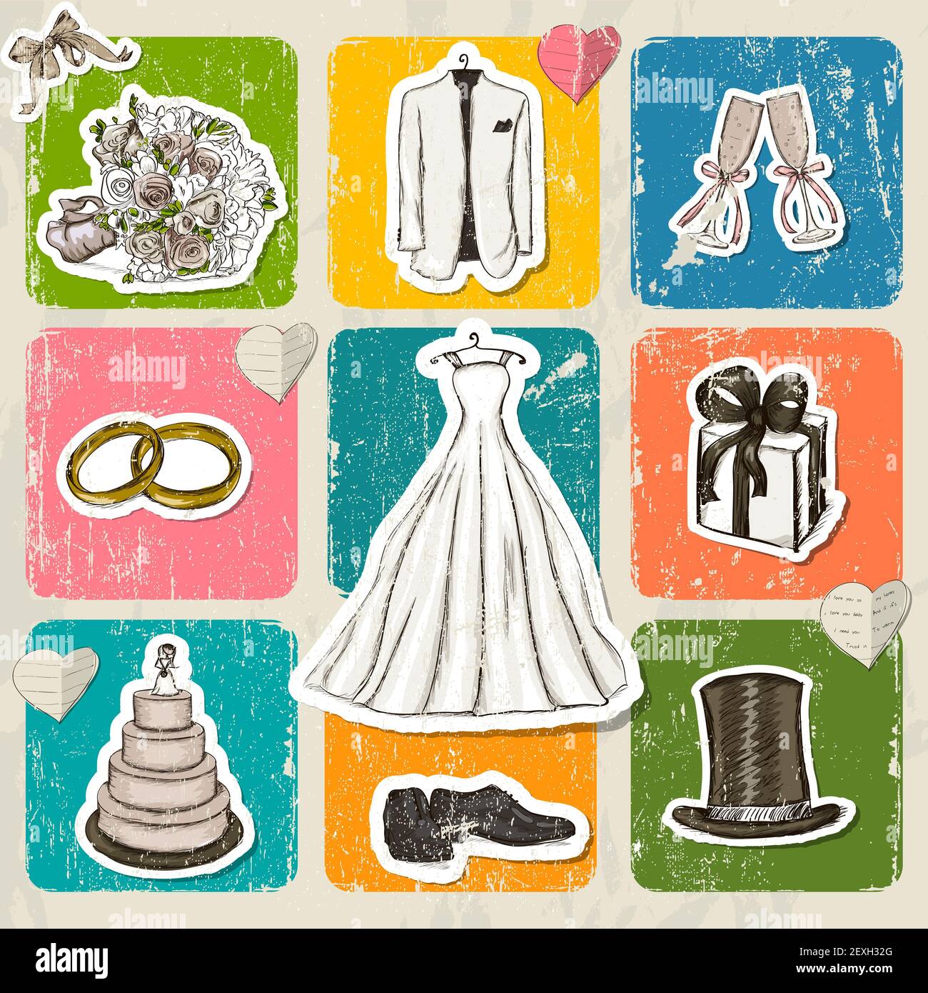 Vintage wedding poster Stock Photo - Alamy