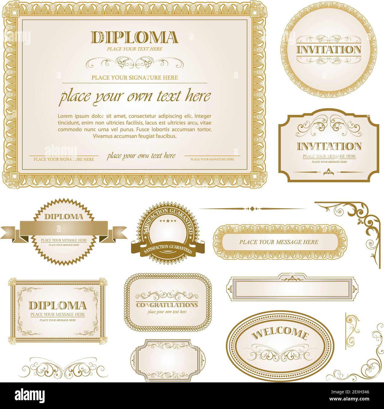 High School Diploma Certificate Fancy Design Templates