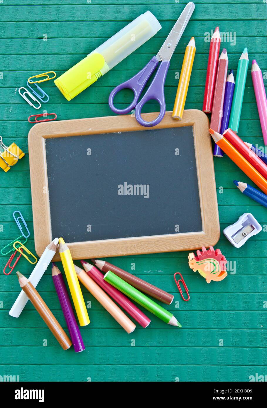 Small board with office utensils Stock Photo - Alamy