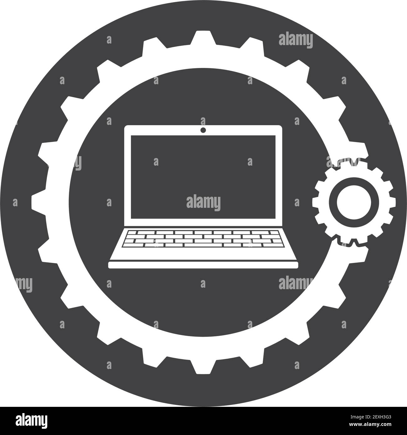 Laptop gear isolated icon design Cut Out Stock Images & Pictures - Alamy