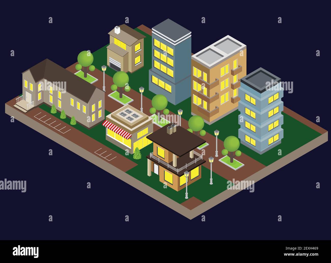 Suburb garden evening Stock Vector Images - Alamy