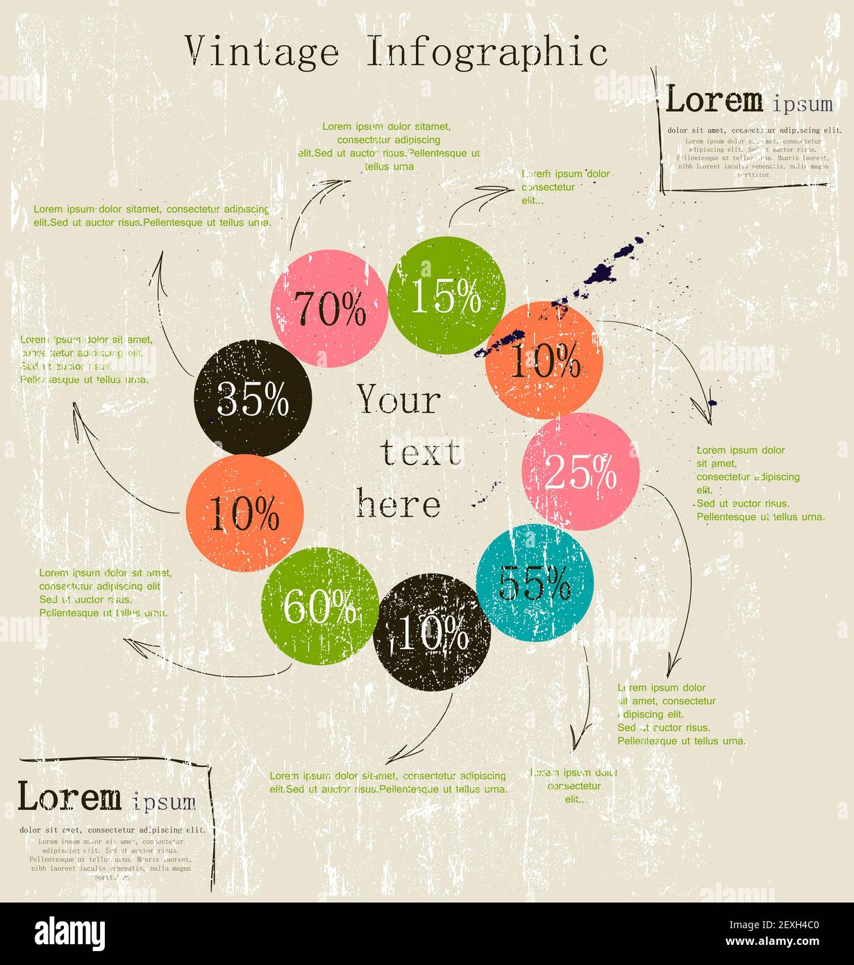 Retro infographic with ink arrows Stock Photo - Alamy