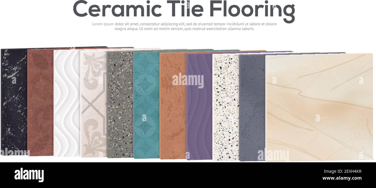 Realistic ceramic set with pieces of rectangular facing tile with ...