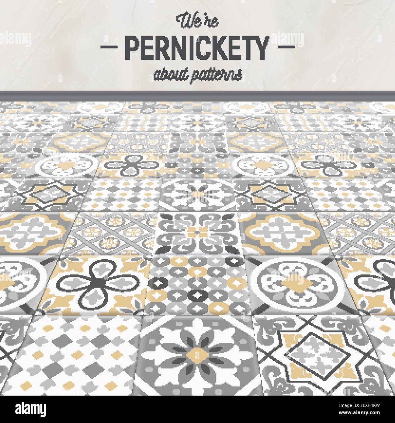 Realistic ceramic floor tiles background with editable text and ceramic ...