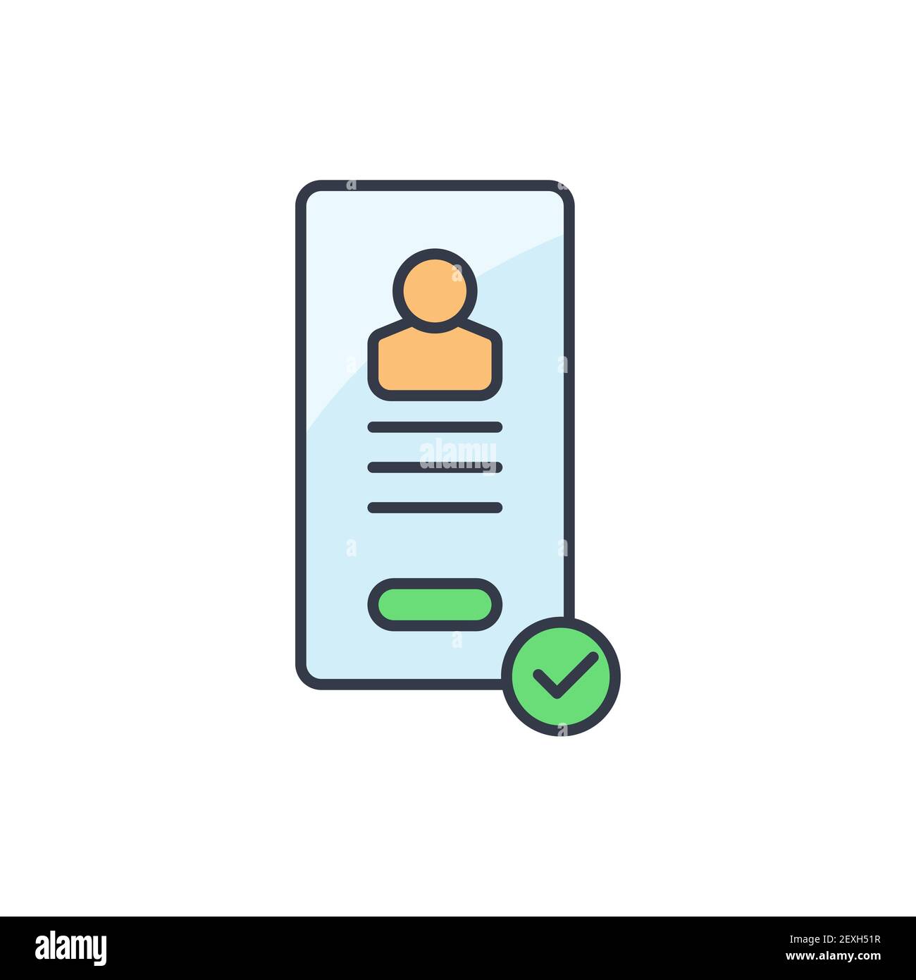 account id verification icon, color, line, outline vector sign, linear ...