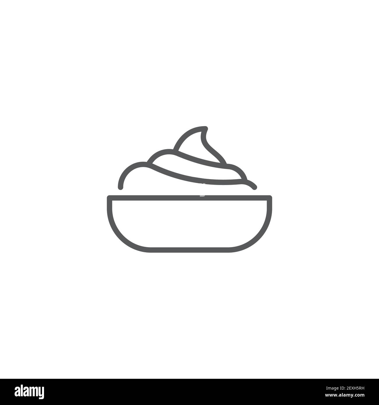 Sour cream bowl icon, color, line, outline vector sign, linear style ...