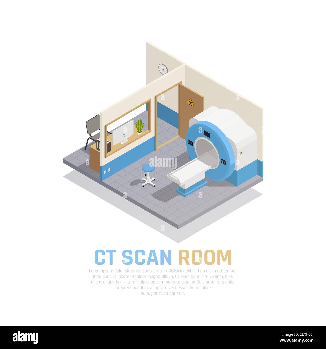 Neurology and neural surgery isometric concept with scan room vector ...