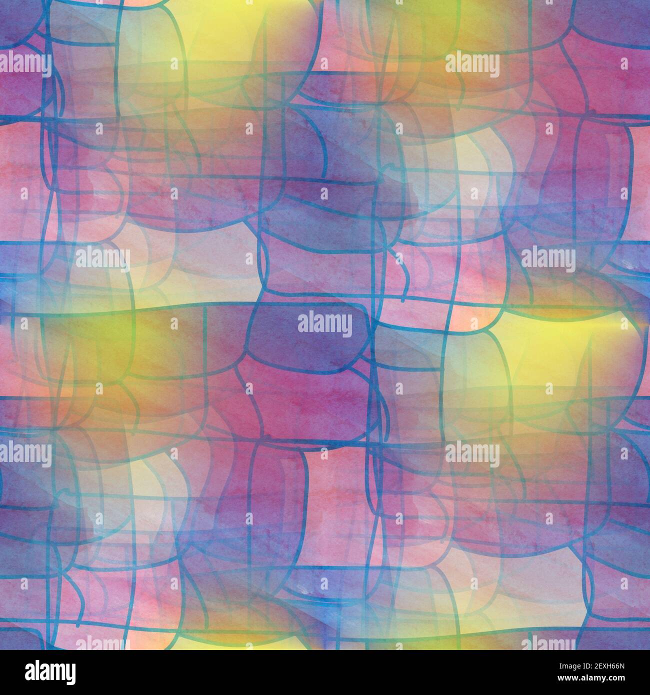 Artist seamless blue cubism abstract art texture watercolor background ...