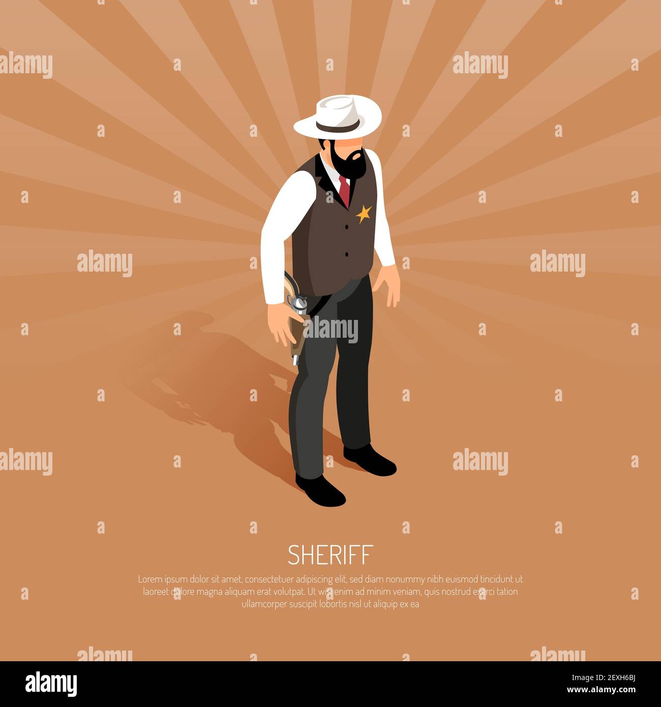 (Wild West Sheriff Isometric Illustration Stock Vector Image & Art - Alamy