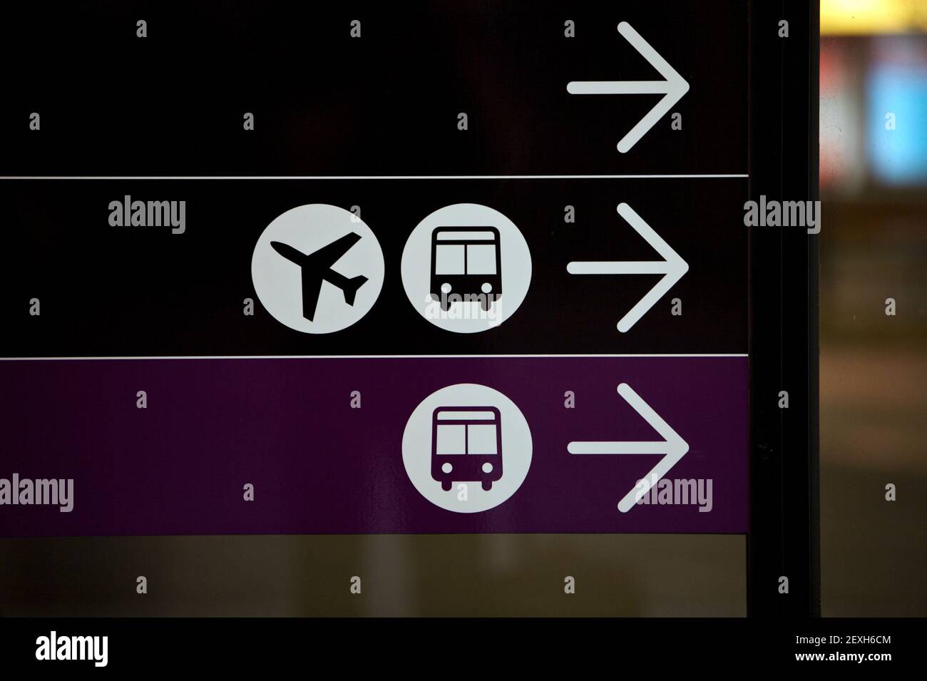 Airport and Bus Travel and Plane Sign Stock Photo - Alamy