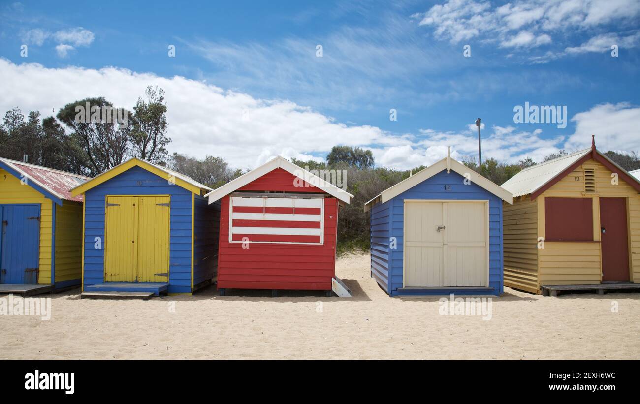 Colorful Beach Huts in Australia Stock Photo - Alamy