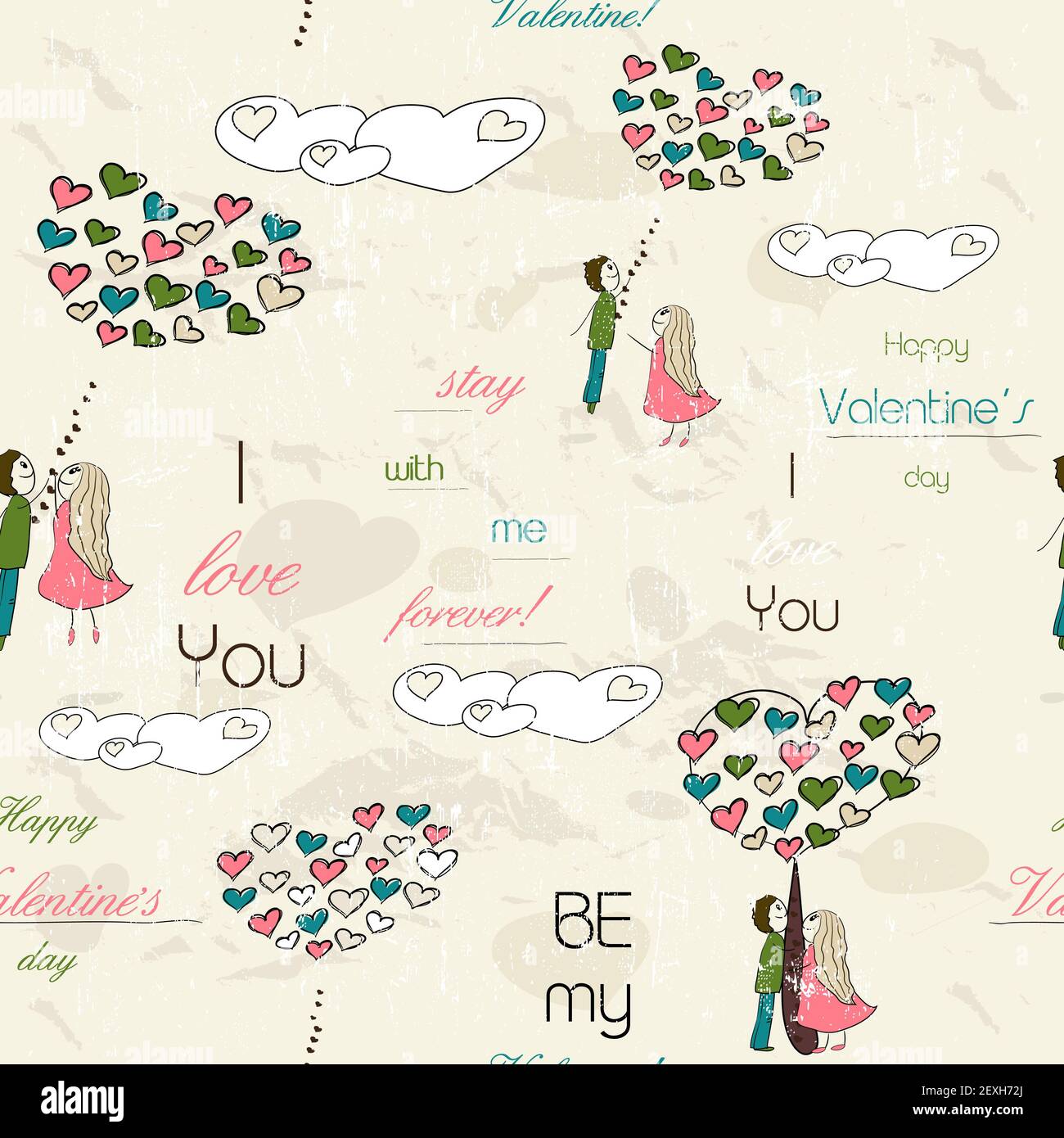 Seamless texture with love elements Stock Photo - Alamy