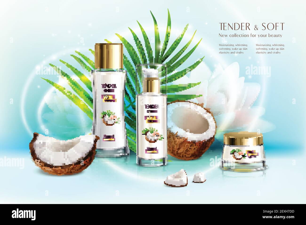 Coconut organic cosmetics beauty products promotion realistic ...